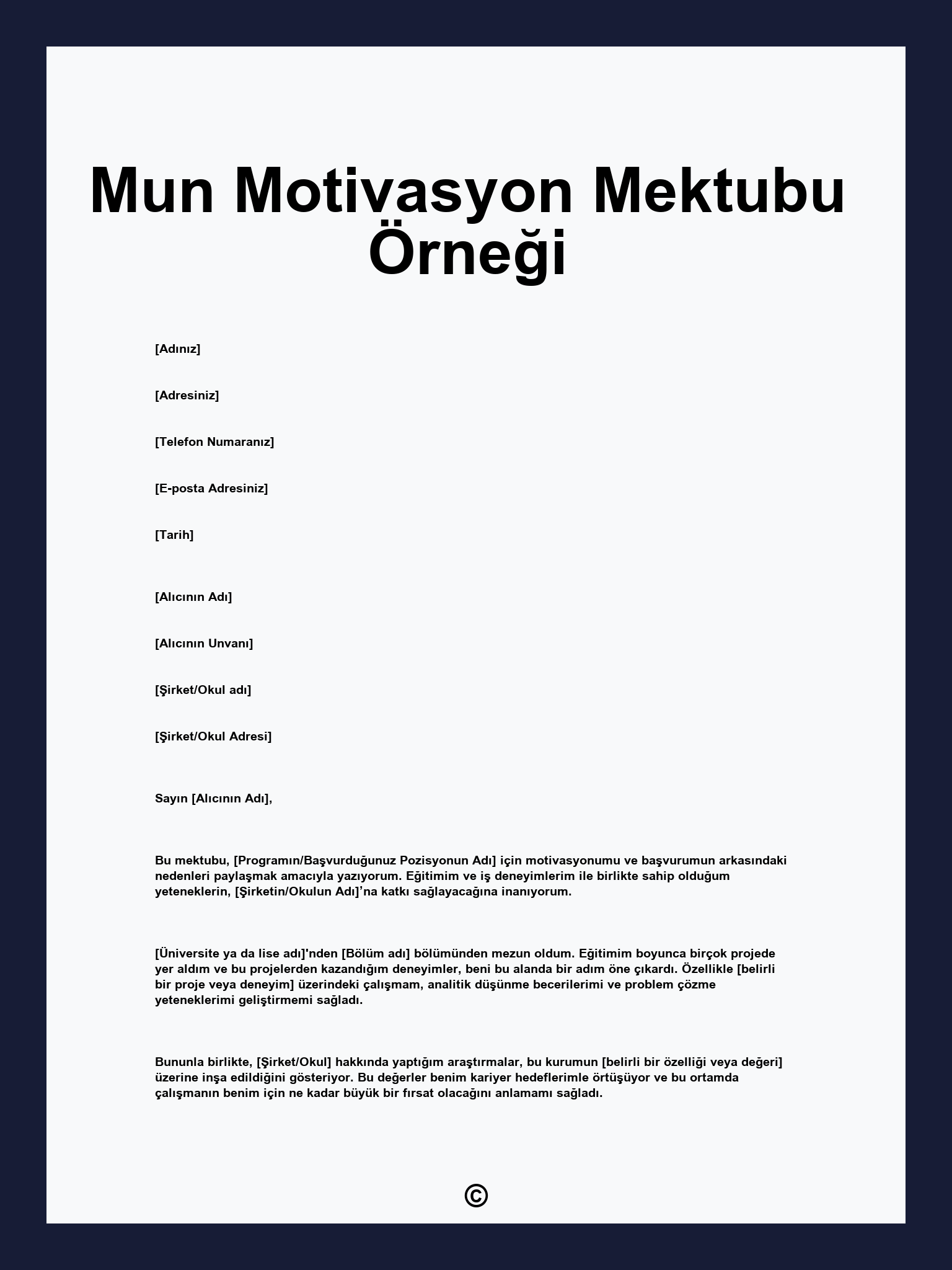 Mun Motivasyon Mektubu Örneği